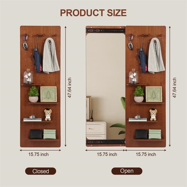 Full Body Mirror with Hook Wall Mounted Mirror with Multifunctional ...