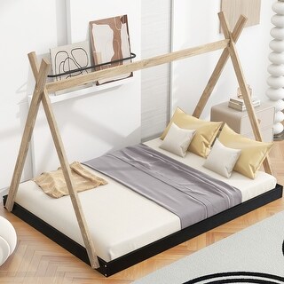 Full Size Tent Bed Frame For Kids,Full Size House Platform Bed,Black ...