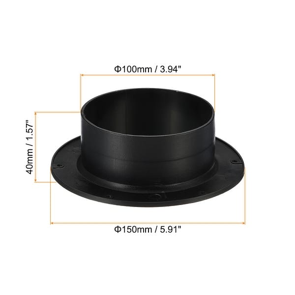 4" Duct Connector Flange ABS Ducting Airflow Tube Vent Connector Black ...