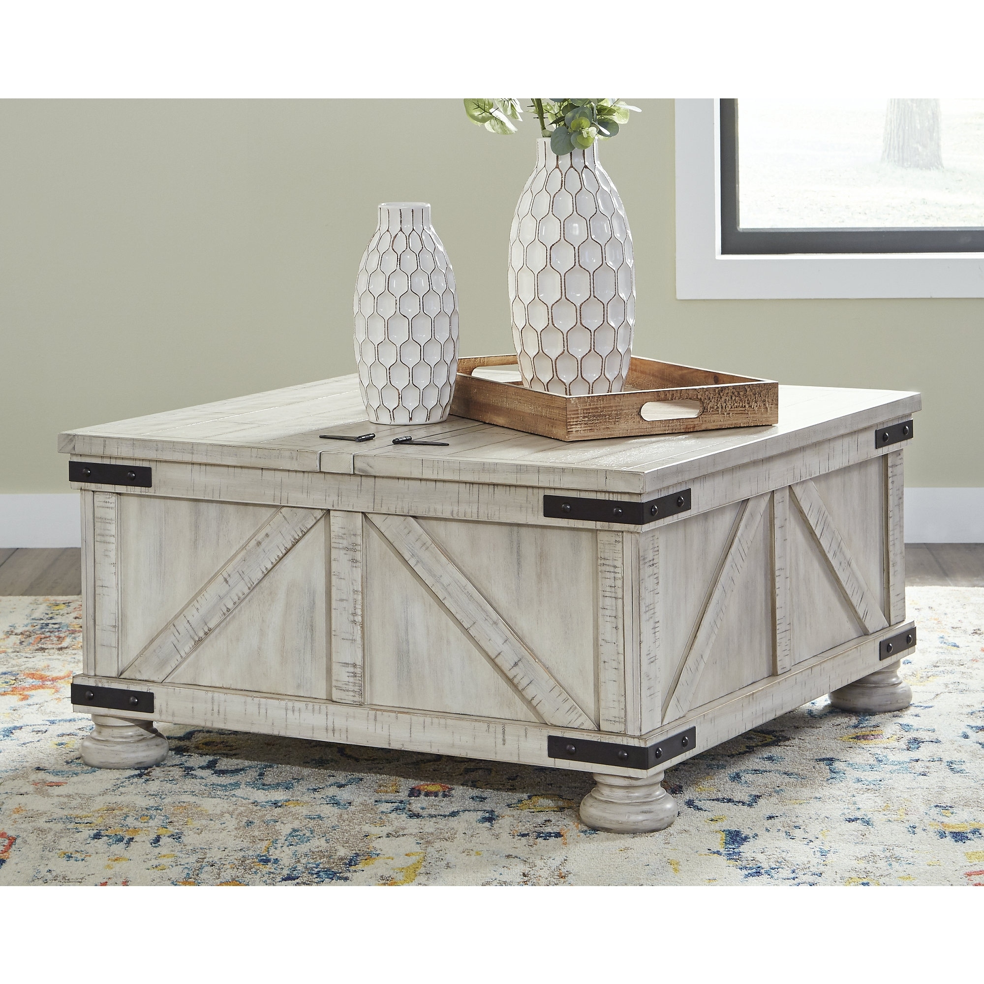Shay Square Storage Trunk Coffee Table with Caster Wheels by iNSPIRE Q ...