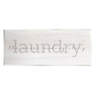 Stupell Laundry Never Ending Story Cursive Typography Sign Wood Wall Art, Design by Daphne ...