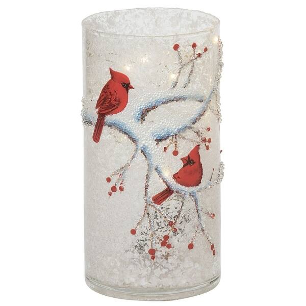 8" White and Red Cardinal Christmas Lighted Vase - Bed Bath & Beyond ...