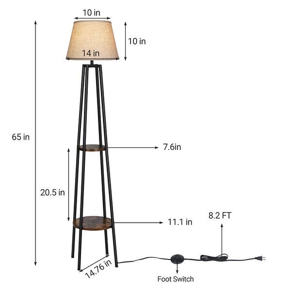 Farmhouse Floor Lamp with Shelves Wood Standing Reading Brown - 1 - Bed ...