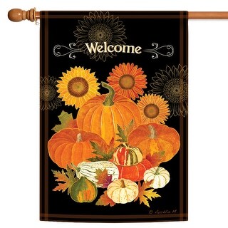 Orange and Green Pumpkin Bounty Fall Outdoor House Flag 40" x 28" - Bed ...
