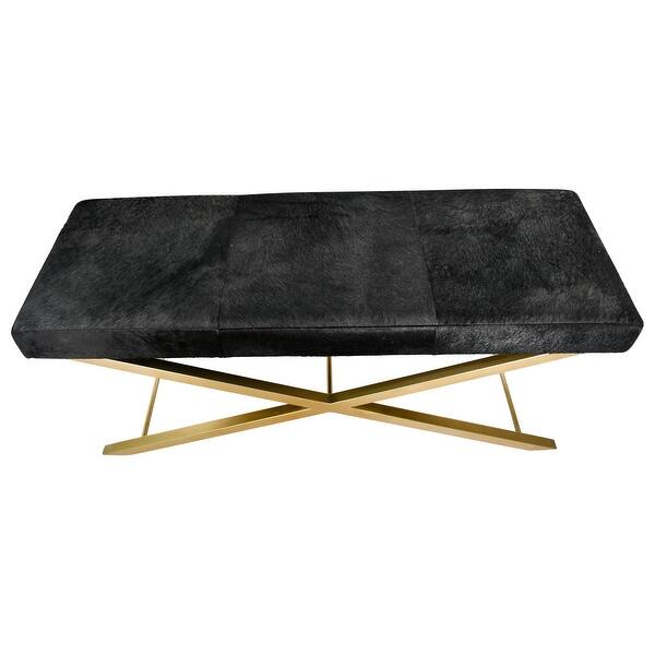 L46'' Gold Stainless Steel Frame Bench with a Solid Black Hairline ...