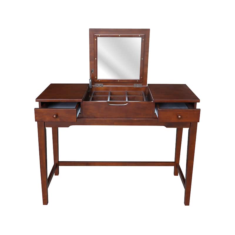 Solid Wood Vanity Table with Vanity Bench (Espresso Finish) - Overstock ...