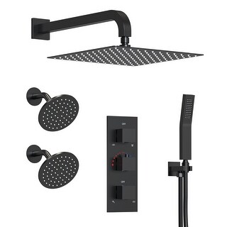 Thermostatic Triple Heads Multifunction Shower System with Rain Shower ...