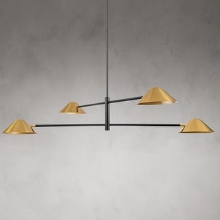 3-Light Mid-Century Modern Black Gold Linear Cone Dimmable Large ...