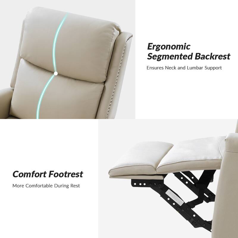 Fiacro 30.31"Wide Mid-Century Modern Genuine Leather Wingback Swivel ...