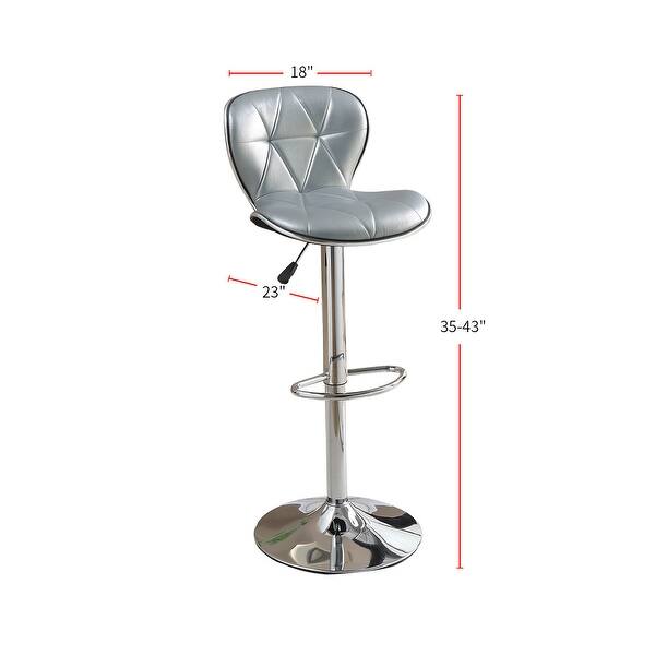 Adjustable PU Bar Stools With Footrest in Silver, Set of 2 - Bed Bath ...
