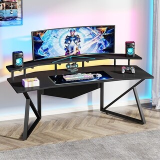 Large Computer Desk with Hutch, 70.9 Inch Home Office Desk with Monitor ...