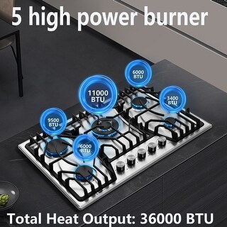 30" Inch with Griddle, 5 Burner Built-in Gas Cooktop - Bed Bath ...