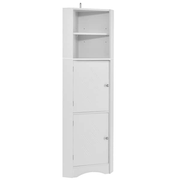 MDF Tall Bathroom Corner Cabinet Storage Cabinet With Doors And ...