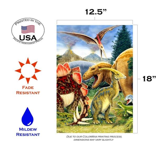 Green and Red Dinosaurs Party Outdoor Garden Flag 18" x 12.5" - Bed ...