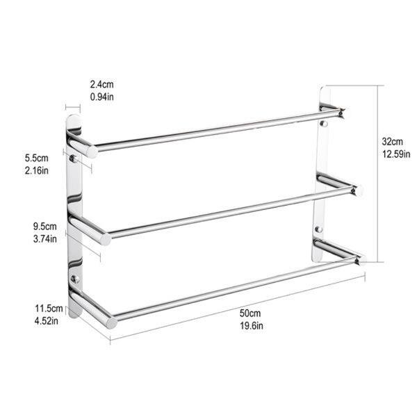 THREE Stagger Layers Towel Rack SUS304 Stainless Steel Hand Polishing ...