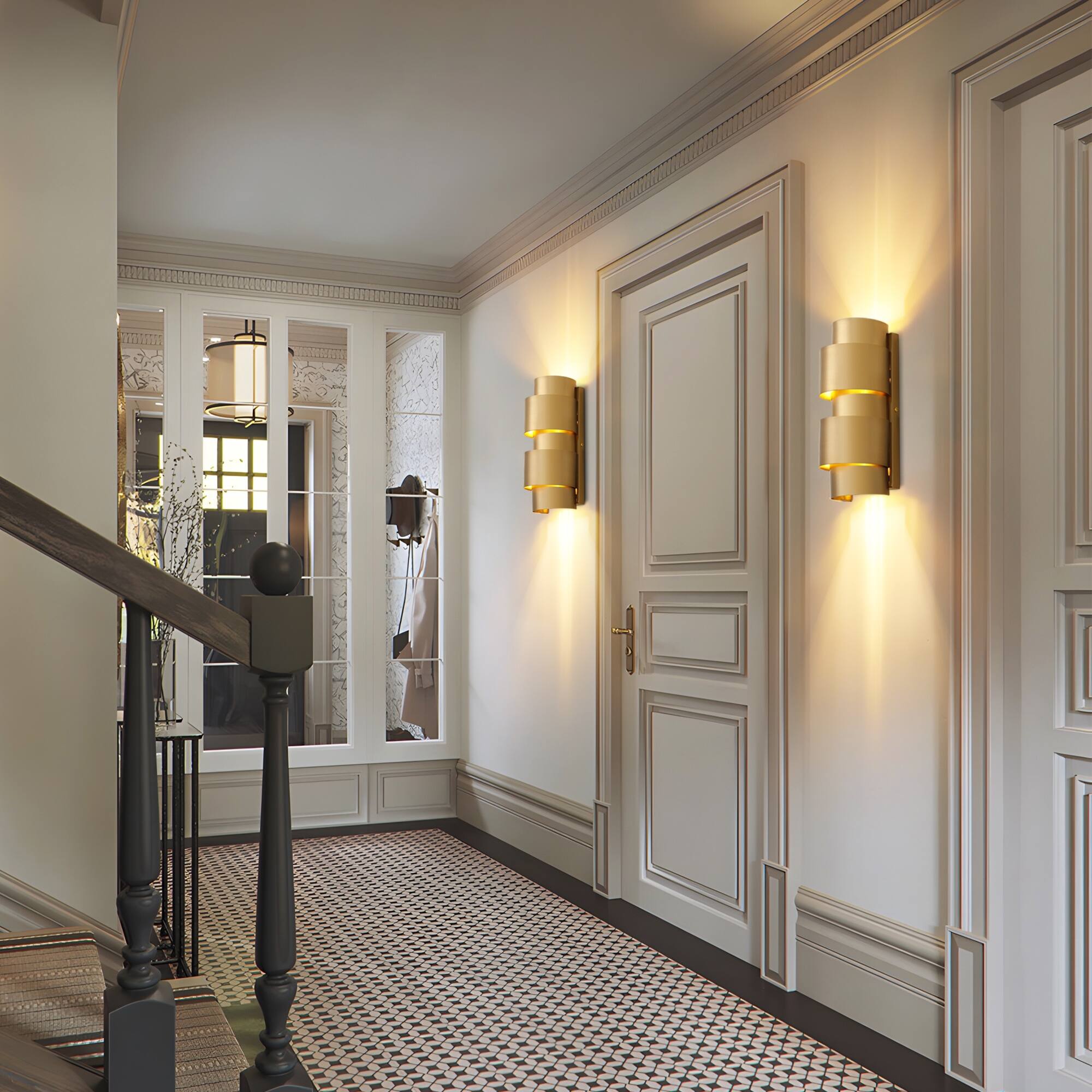 Modern Grey/Gold Minimalist LED Ring Wall Sconces, Contemporary Flush ...