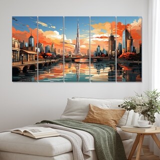Designart "City Dubai Popart II" Dubai Multipanel Canvas Print set ...
