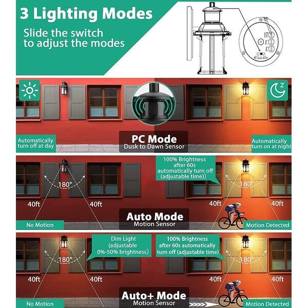 Motion sensor detective outdoor lights antique dusk to dawn exterior ...