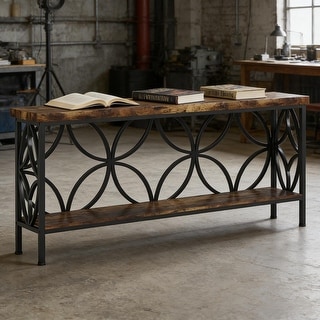 Industrial Sofa Table With Two Tiers And Coffee Table Function For ...