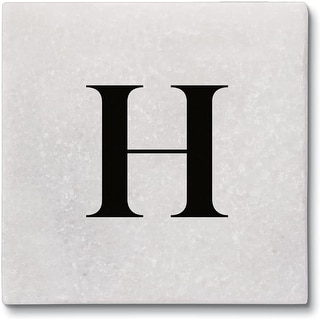 Monogram Letter H 4 Pack Natural Marble Stone Coasters with Protective ...