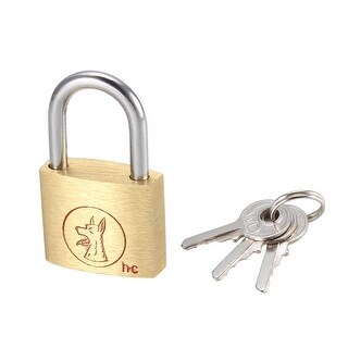 Wolf Head Mini Size Brass Door Lock Padlock with 3 Keys - Gold Tone ...