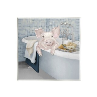 Stupell Pig Bathing Bathroom Tub Animal Wall Plaque Art by Elizabeth ...