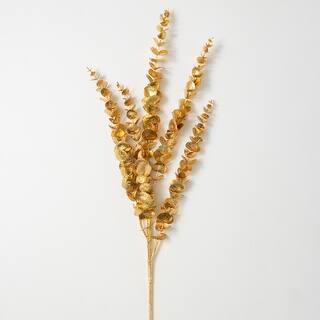 45" Artificial Shiny Gold Eucalyptus Stem - Bed Bath & Beyond - 36137778