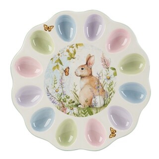 Certified International Easter Meadow 12.25-Inch Ceramic Deviled Egg Plate - 12.25" Diam x 1.25 ...
