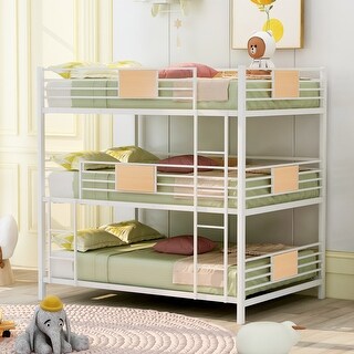 Nestfair Full over Full over Full Detachable Triple Bunk Bed - Bed Bath ...