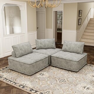 3-Piece Modular Light Grey Sectional Sofa, Modern Design - Bed Bath & Beyond - 42052288