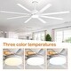84" LED White Ceiling Fan with Light Kit and Remote-8 Aluminum blade ...