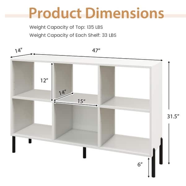 Costway 6 Cube Storage Shelf Organizer Bookcase Square Cubby Cabinet ...