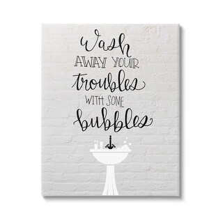 Stupell Wash Troubles With Bubbles Inspirational Bathroom Sink Canvas ...