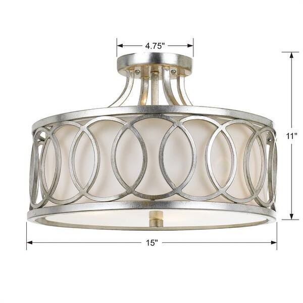Libby Langdon for Crystorama Graham 3 Light Antique Silver Ceiling ...