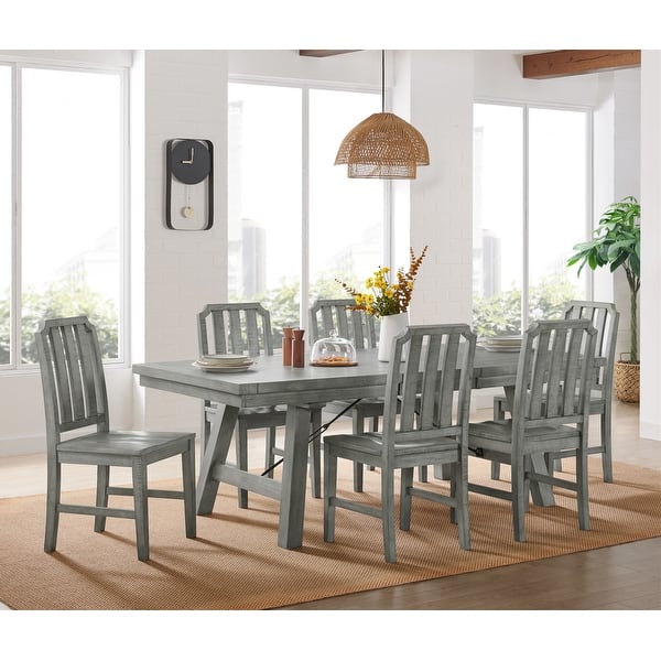 Beach House 84" Solid Wood Dove Grey Extendable Dining Table - Bed Bath ...