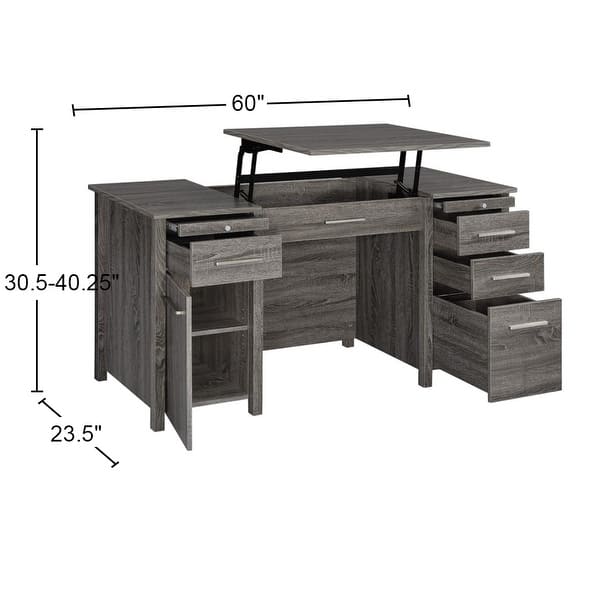 4 Drawers Wood Desk in Weathered Grey Finish - Bed Bath & Beyond - 36145656
