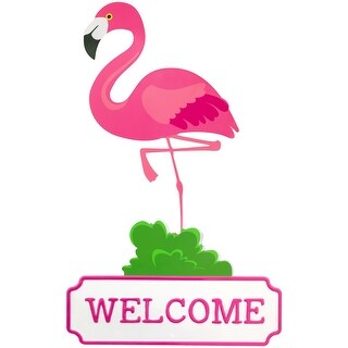 Flamingo Welcome Tropical Metal Wall Sign - 25" - Bed Bath & Beyond ...