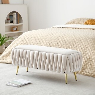 Oval Storage Bench with Gold Legs - Bed Bath & Beyond - 42569306