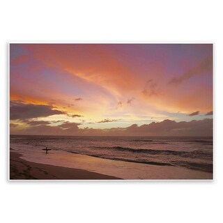 Stupell Surfing Beach Waves Cloudy Sunset Sky Wood Wall Art - Bed Bath ...