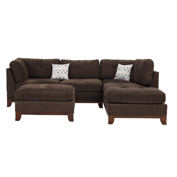 Poundex 3 Piece Fabric Sectional Sofa Set with Ottoman - On Sale - Bed ...
