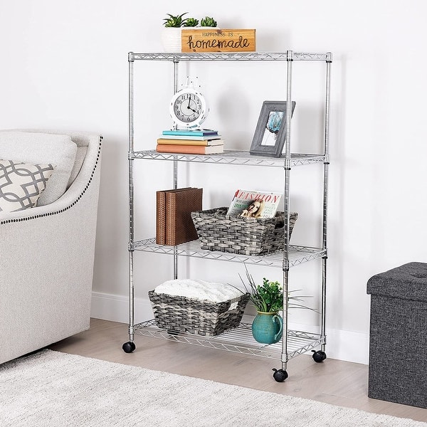 4-Tier Wire Shelving Storage Unit Adjustable Shelves Organizer Rack ...