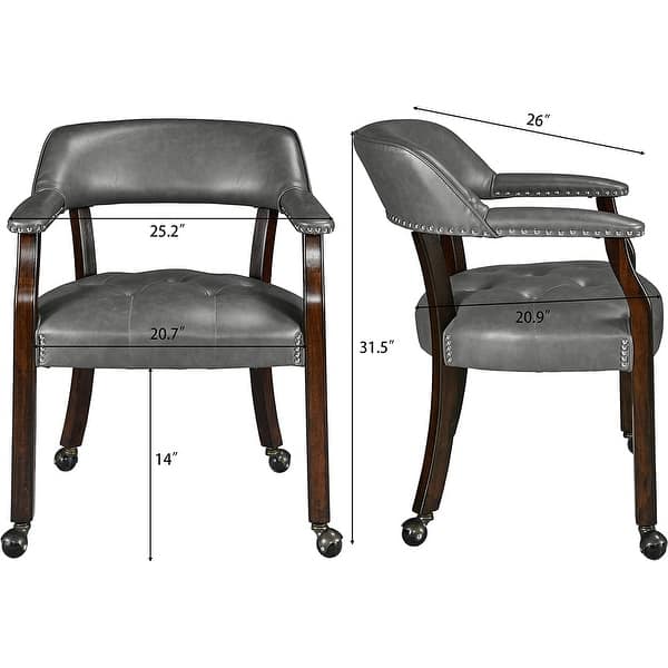 Dining Chair with Casters Leather Chair with Caster Nailhead Dining ...