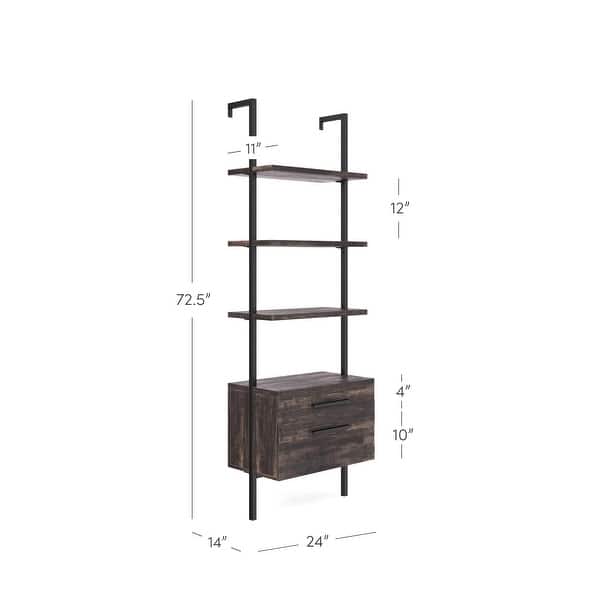 Nathan James Theo Open Shelf Industrial Bookcase with Drawers or ...