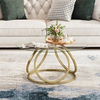 Nova Round Glass Top Vortex Iron Base Accent Table by iNSPIRE Q Bold ...