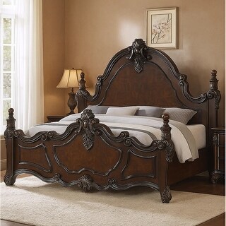 Frank King Size Bed, Carved Details, Finial Posts, Cherry Brown Solid ...