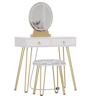 Table with Mirror Lamp,Dressing Table,Dressing Table with Upholstered ...