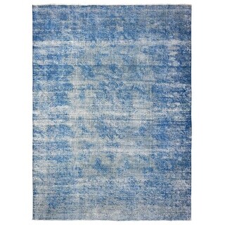 Shahbanu Rugs Lapis Blue Natural Wool Hand Knotted Broken Design ...