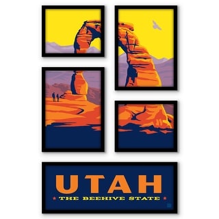 Americanflat Utah State Pride 5 Piece Grid Wall Art Room Decor Set ...