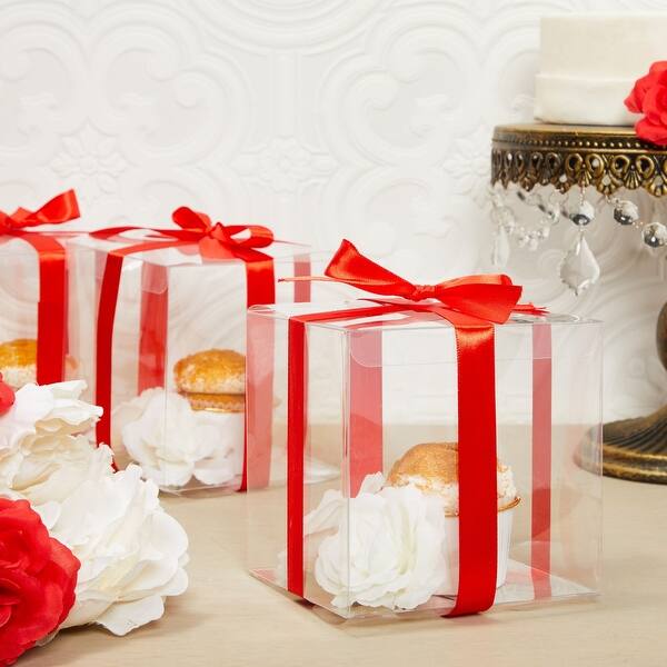 30 Pack 5x5x5 Clear Plastic Gift Boxes for Party Favors, Desserts ...