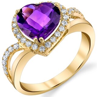 14k Yellow Gold 2.25ct Amethyst Gemstone Engagement Ring - Bed Bath ...